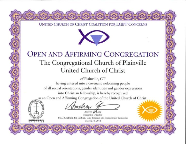 Open and Affirming (ONA) – Congregational Church of Plainville